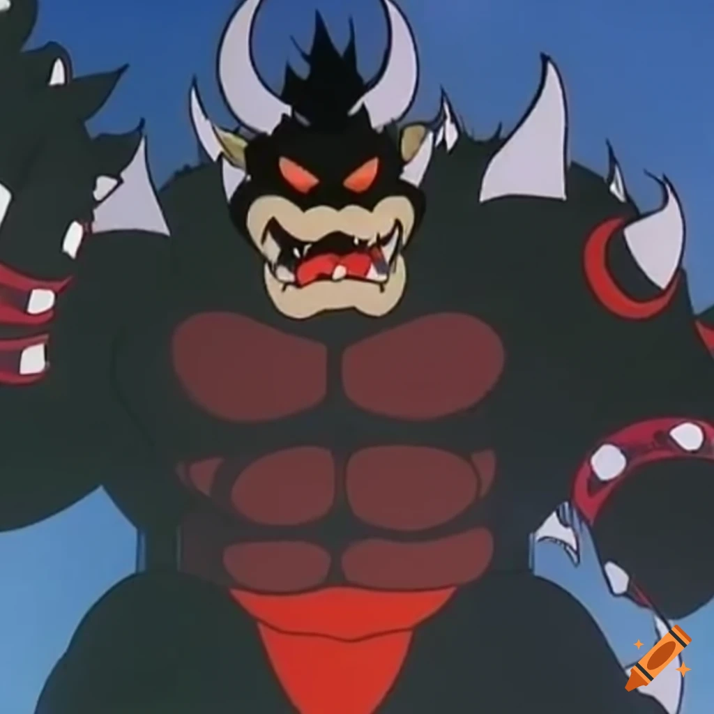 Dark and muscular bowser from 80-90's anime on Craiyon