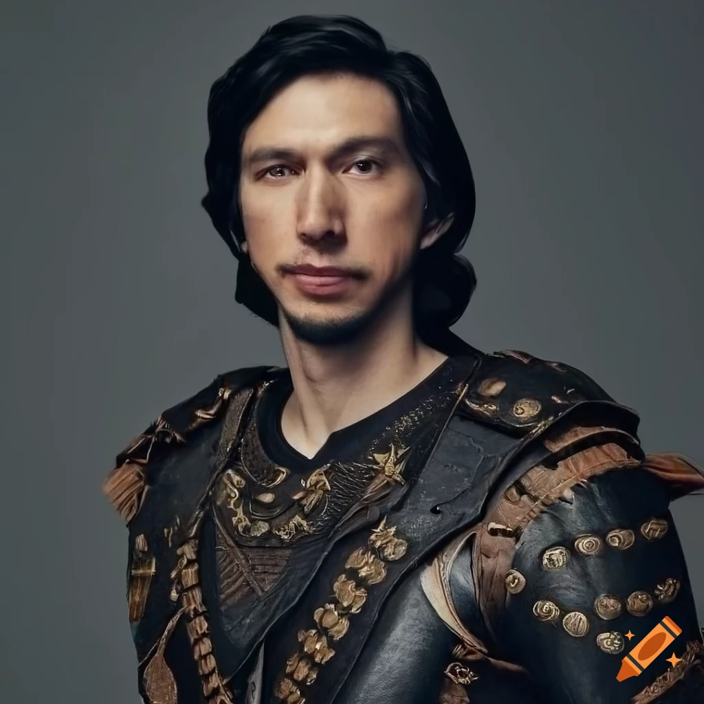 Portrait of adam driver in black leather armor