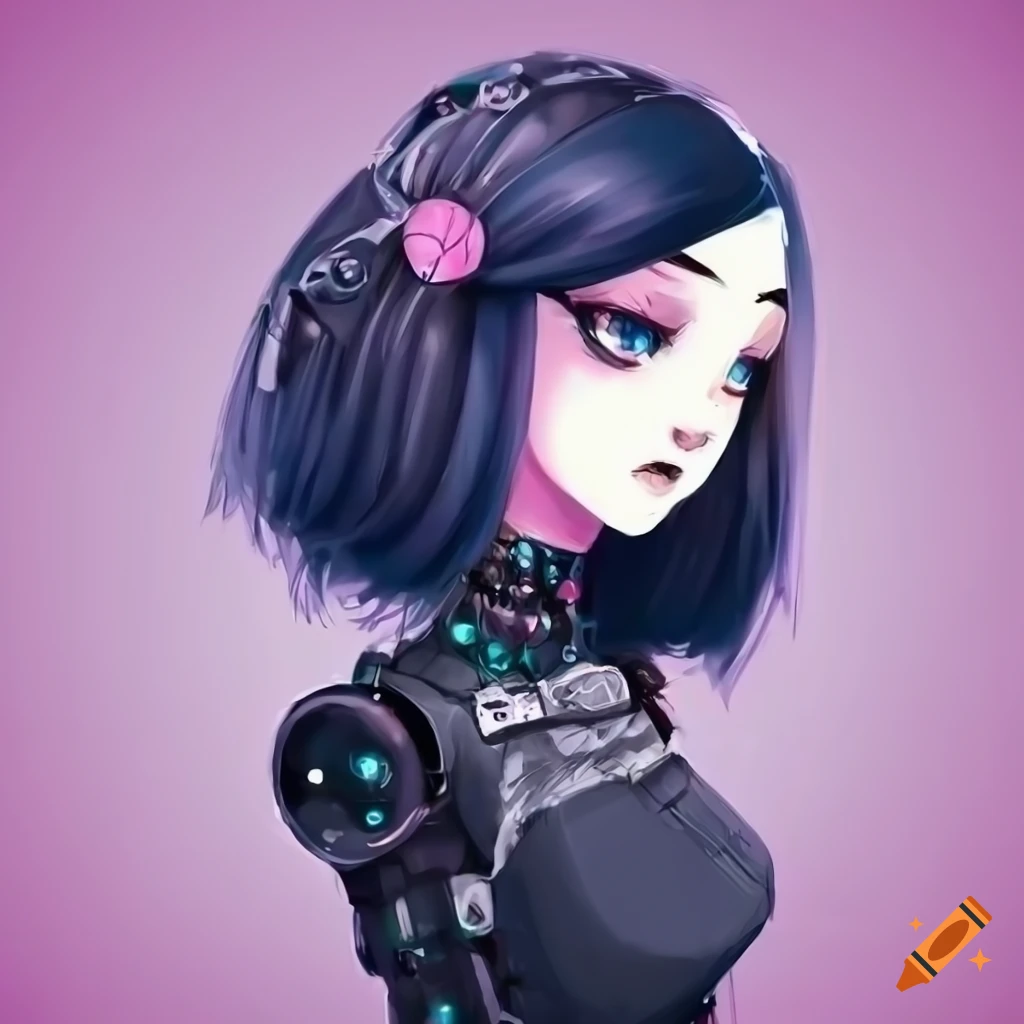 Anime-style goth robot girl profile picture