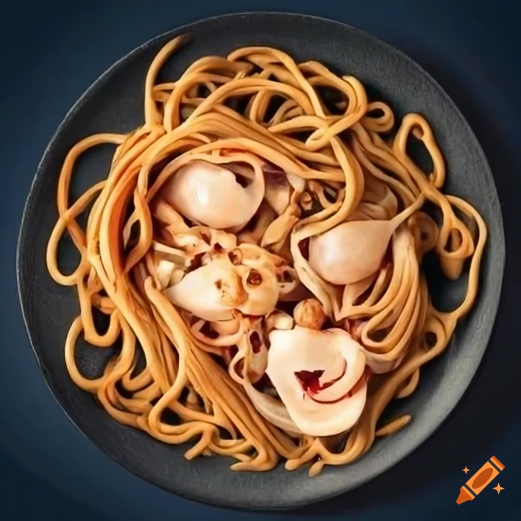 Smiling noodle dish on Craiyon