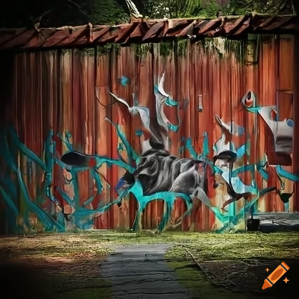 Surrealist circus graffiti on walls