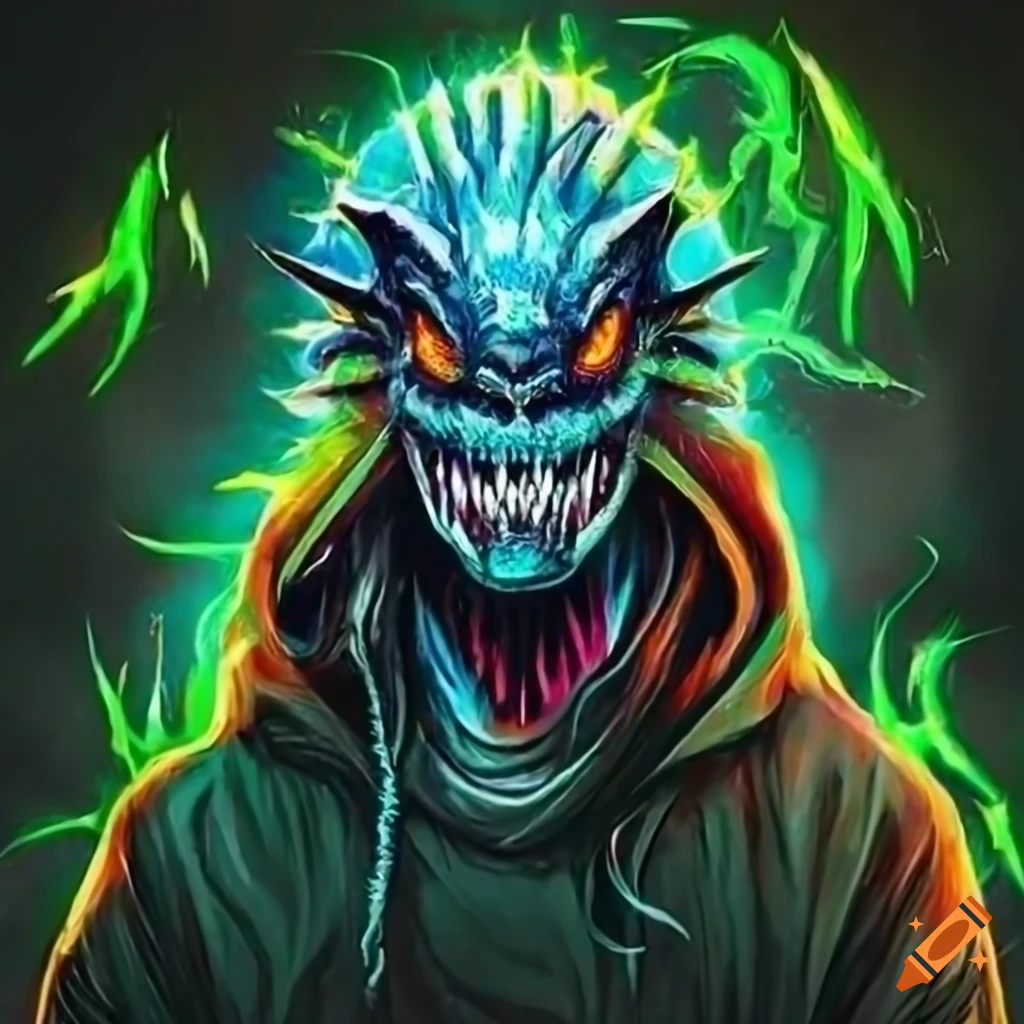 Hyperrealistic digital drawing of a terrifying alien monster on Craiyon