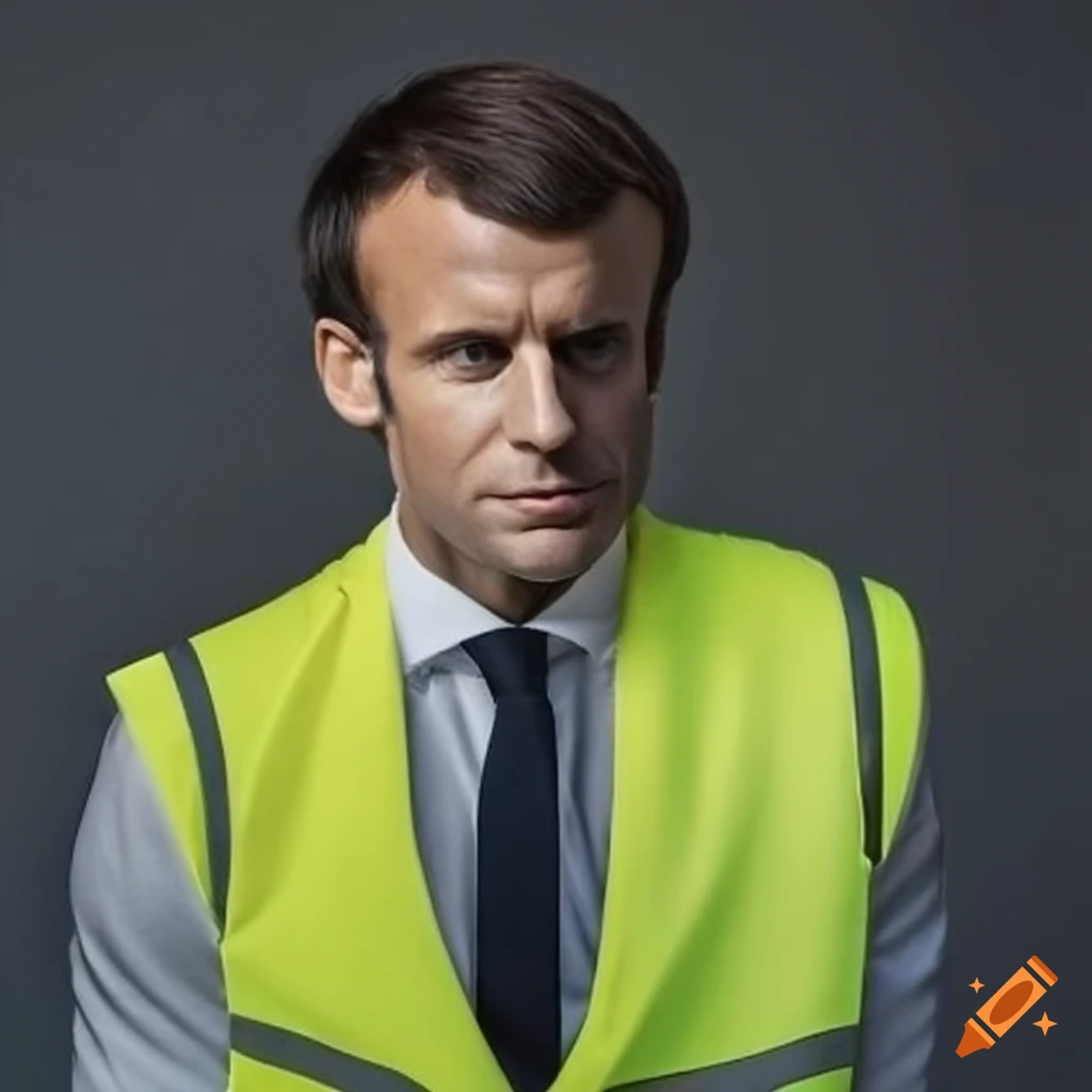 Macron logo with yellow vest on Craiyon