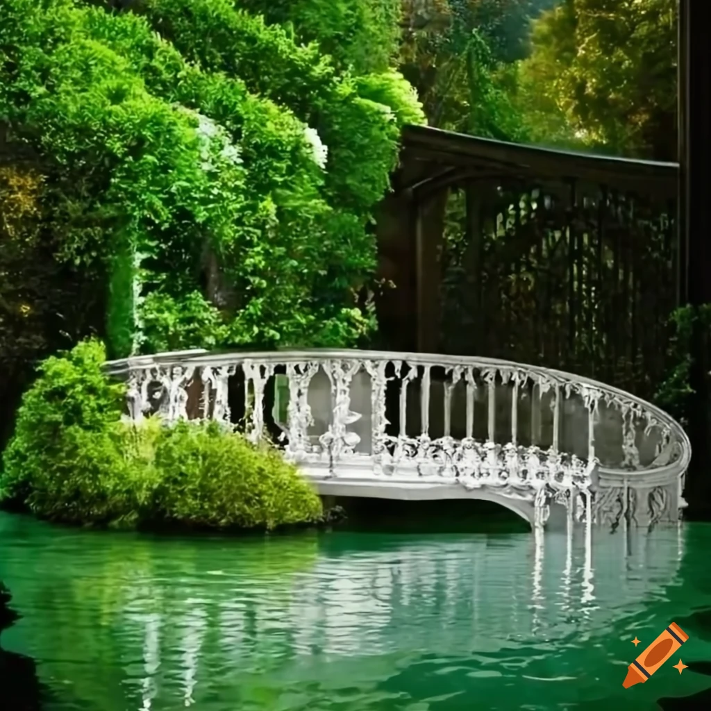 Stunning silver staircase in a garden on Craiyon