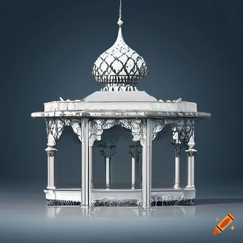 Blue and silver islamic ornamental gazebo on Craiyon