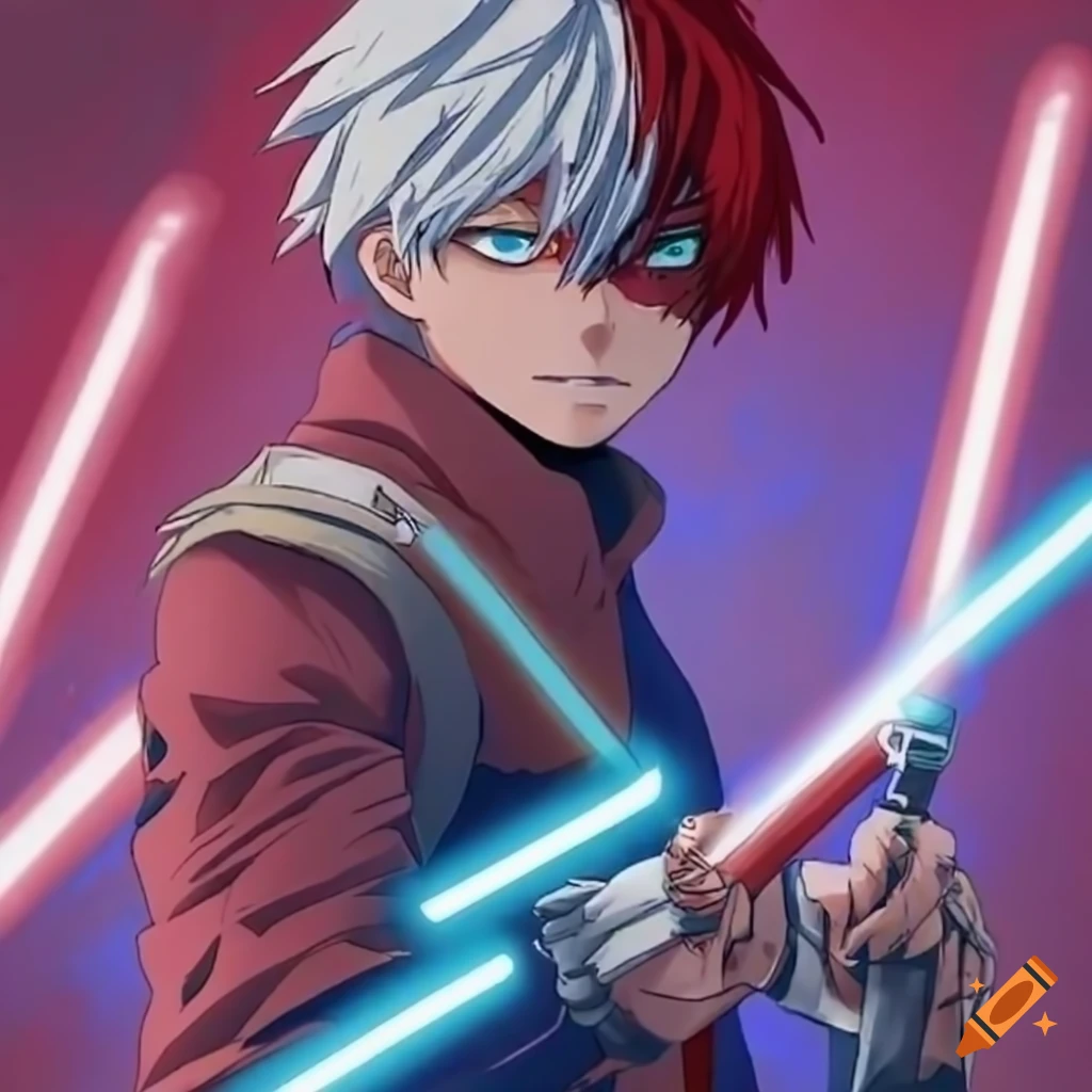 Shoto todoroki using his ice and fire powers on Craiyon