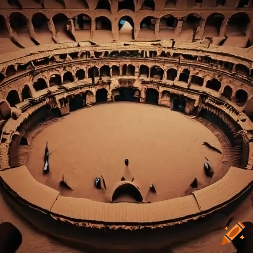 Cardboard replica of a roman arena on Craiyon