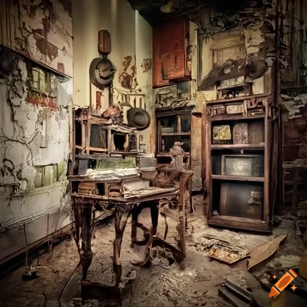 Steampunk post-apocalyptic office scene on Craiyon