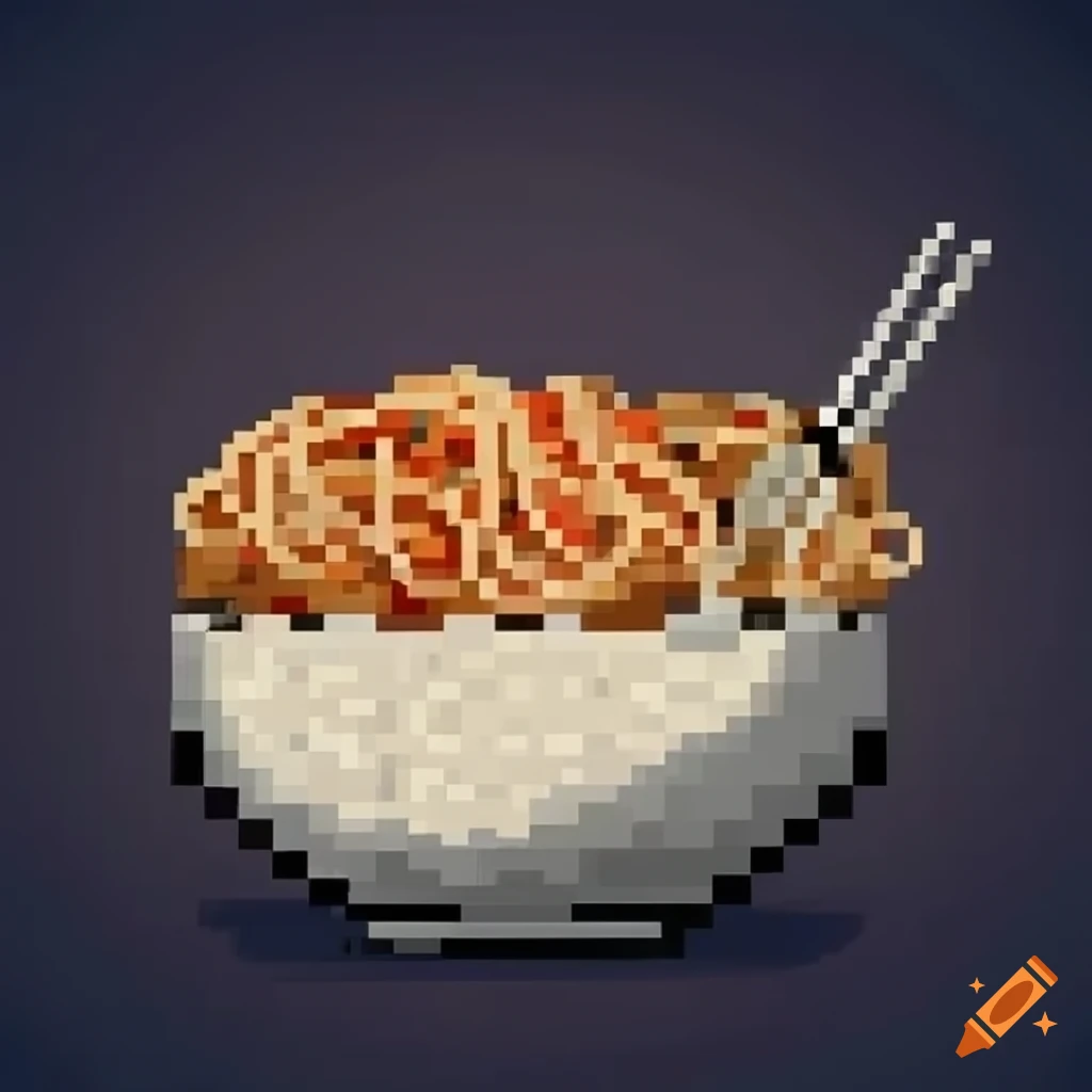 Pixelated bowl of ramen noodles