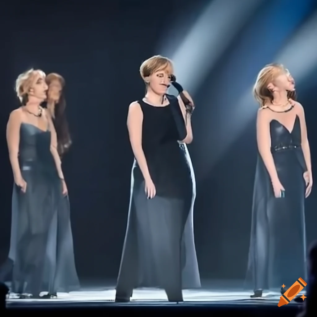 Girl band performing on stage on Craiyon