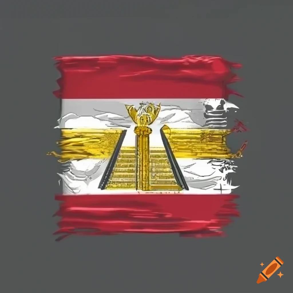 Vibrant egyptian flag with ancient symbols