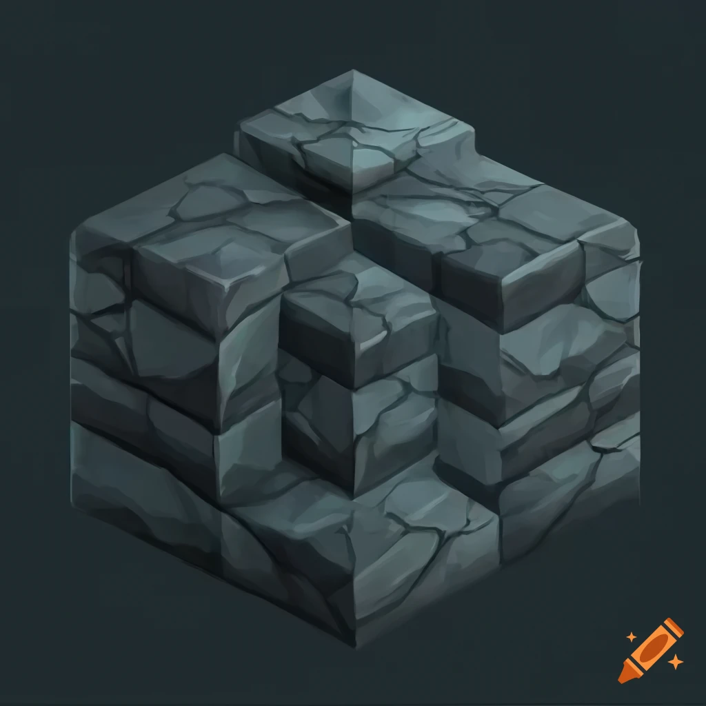 Flat isometric stone dungeon tile design on Craiyon