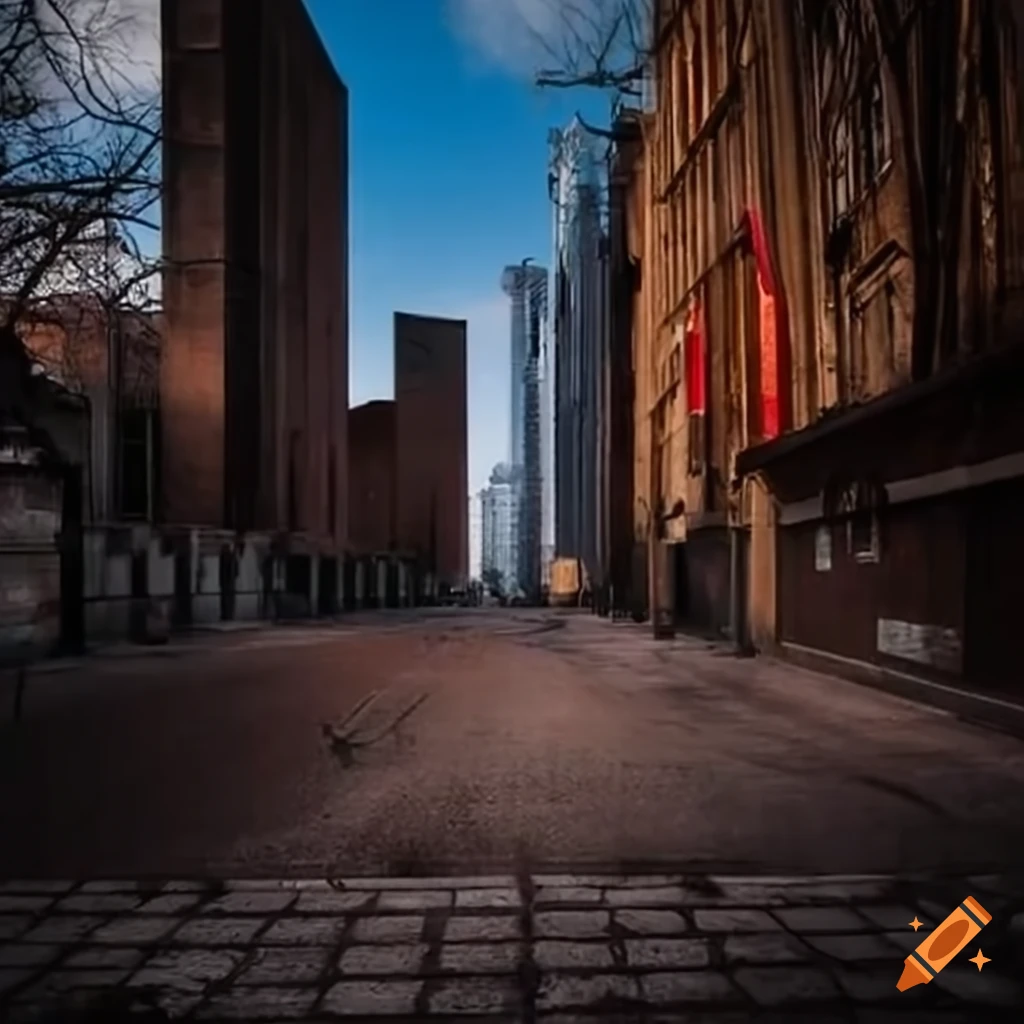 Soviet-style level with primitive architecture and narrow streets on ...