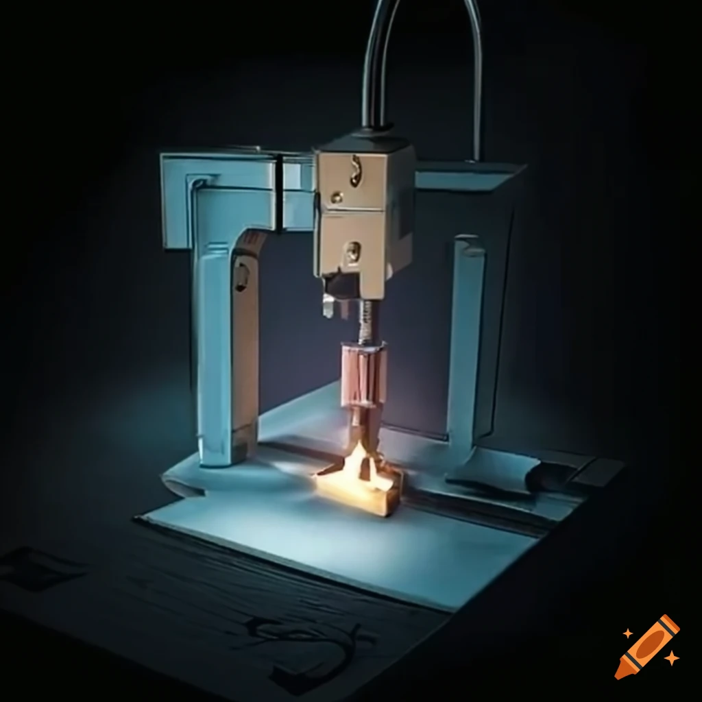 Laser engraver in action engraving a letter on Craiyon