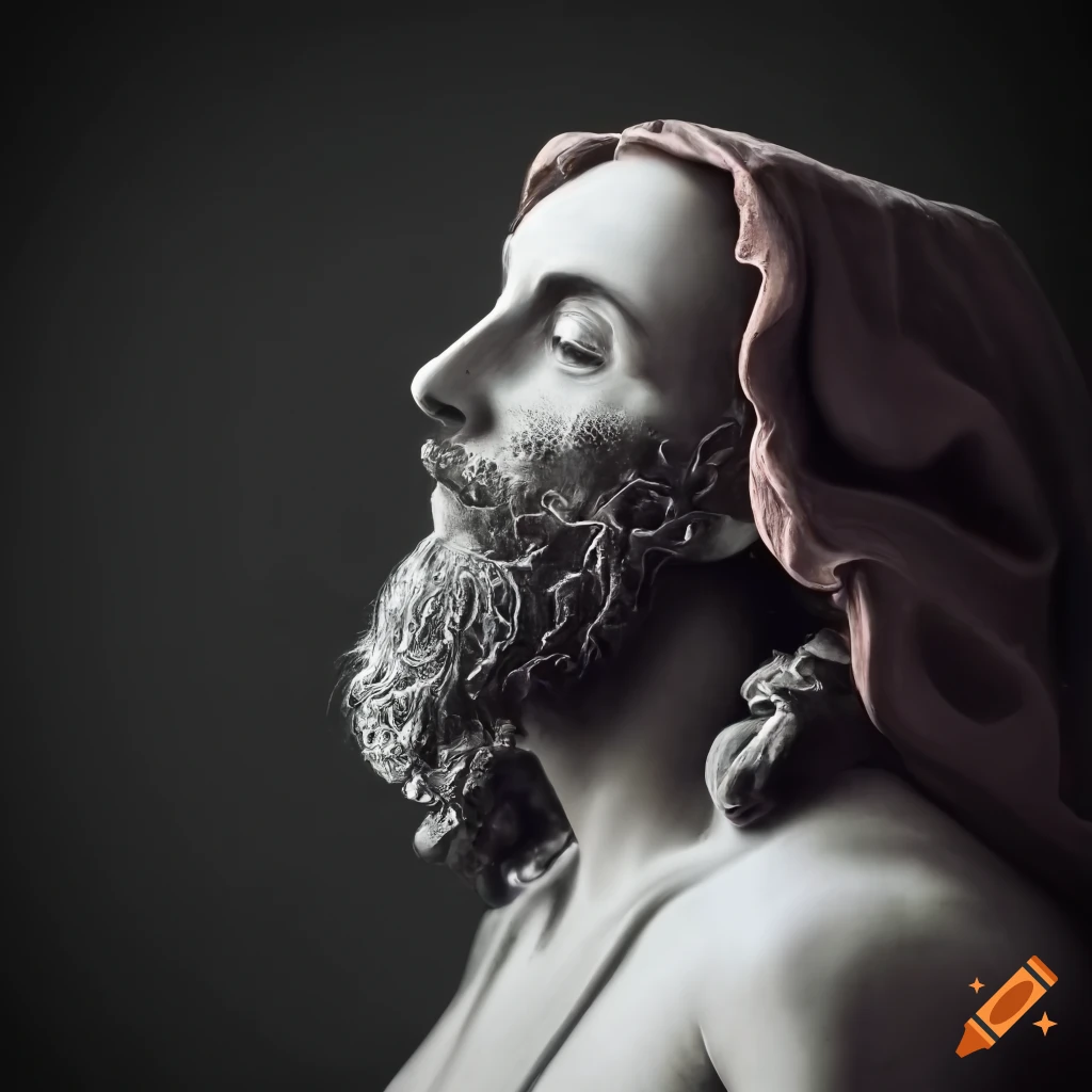 Artistic depiction of jesus praying with a beet