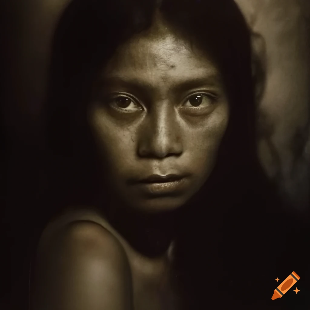 Brazilian indigenous young man with striking features in close-up ...