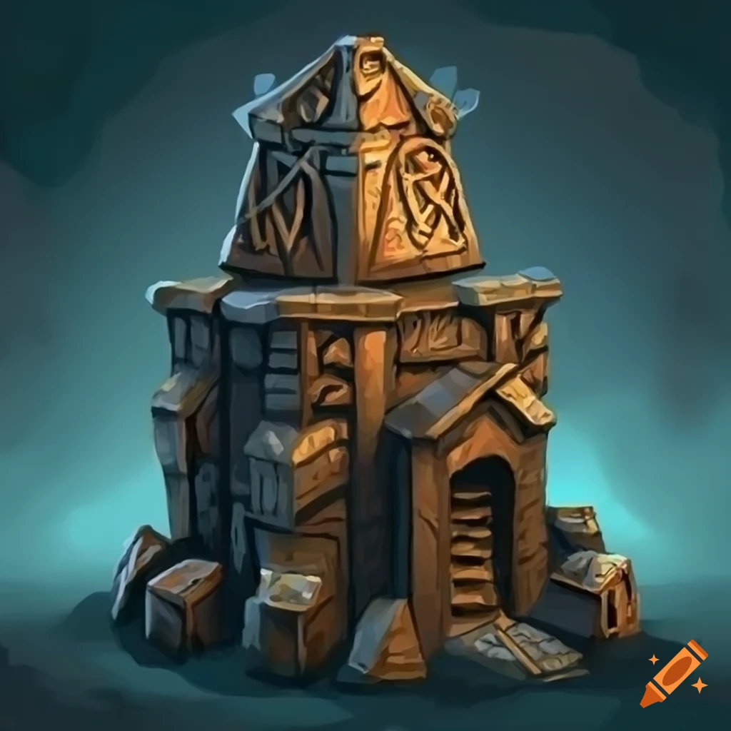 Isometric view of a dwarven dice tower