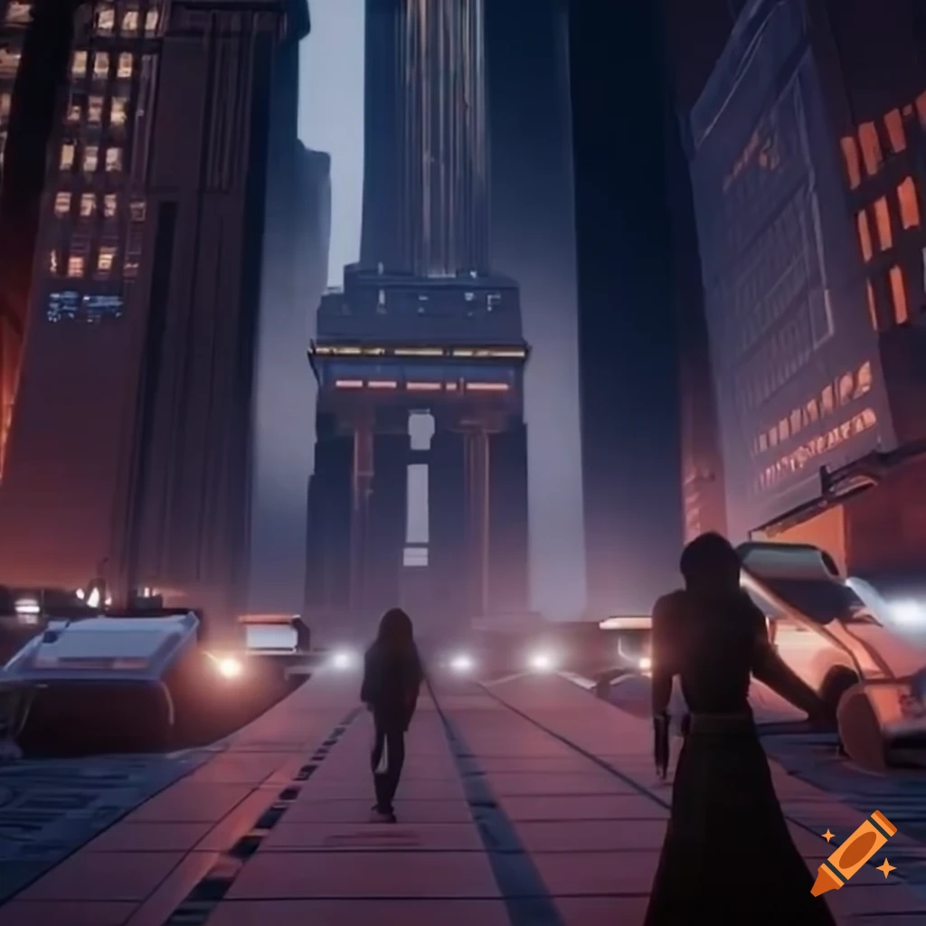 Sci-fi New York cityscape with futuristic skyscrapers and holograms on ...