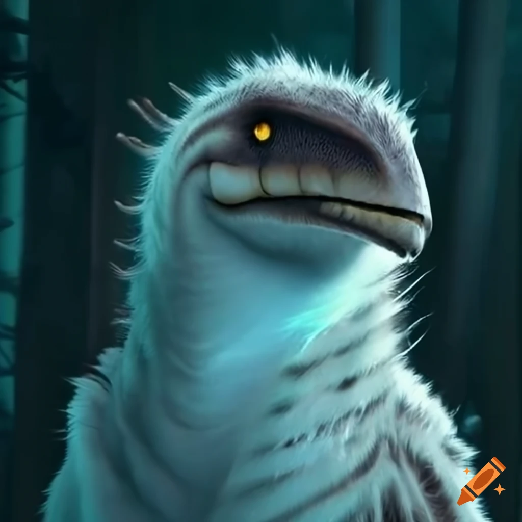 Green aquatic monster with little purple eyes and a tail on Craiyon