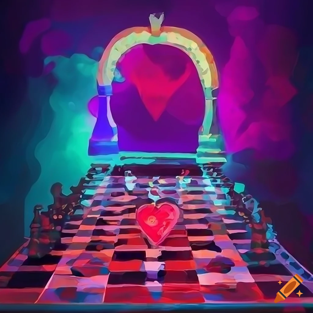 Chess board with heart arch on Craiyon