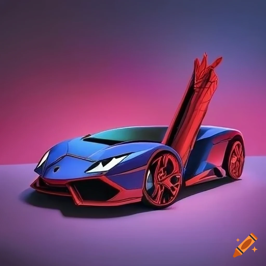 Lamborghini with Spiderman-themed design on Craiyon