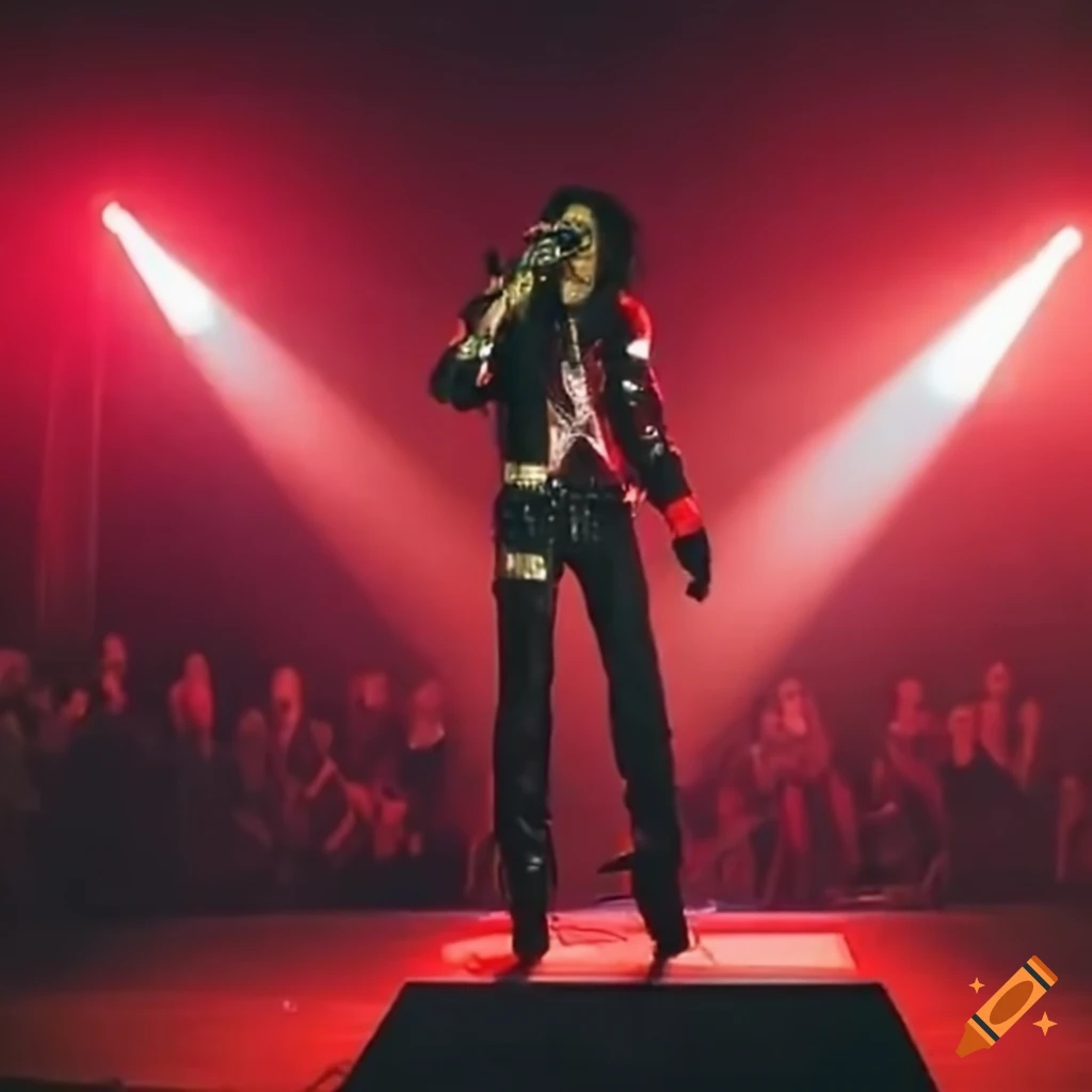 Michael Jackson performing Earth Song with smoke on stage on Craiyon