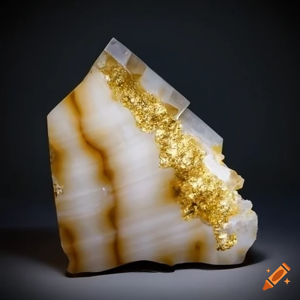 Beautiful crystal rock with gold streaks on Craiyon