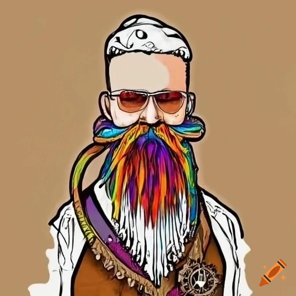 Steampunk guru with long beard and shaved head on Craiyon