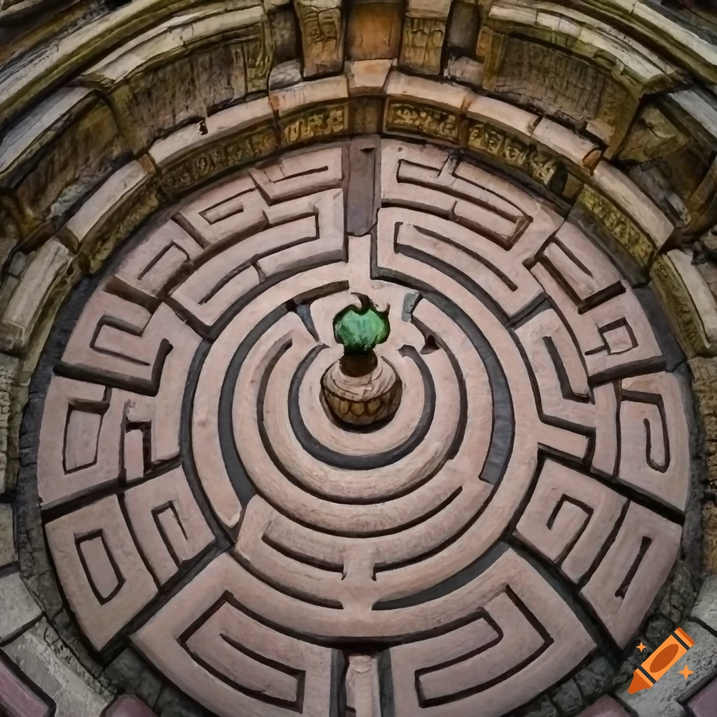 Top-down view of a stone labyrinth