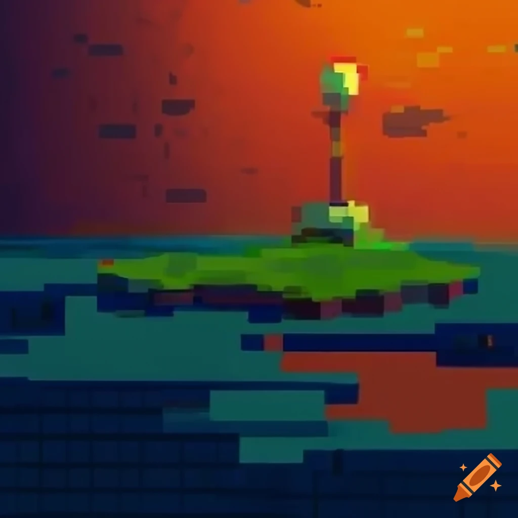 Pixelated landscape on Craiyon