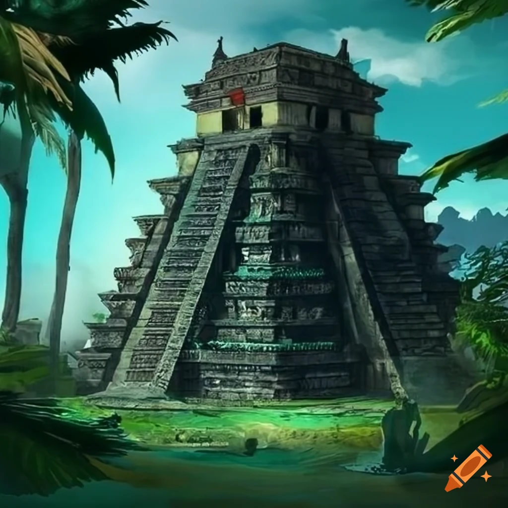Gothic-aztec hybrid temple in the jungle