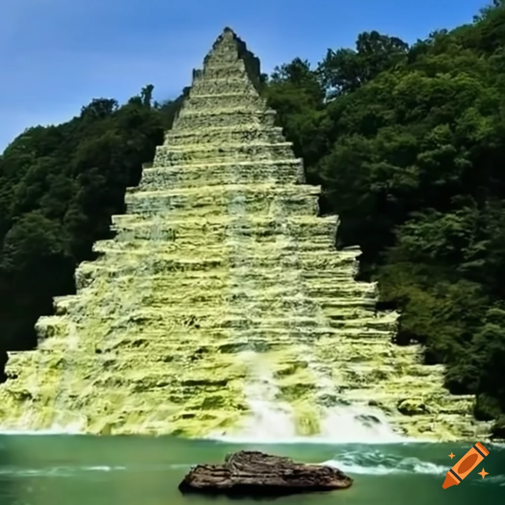Stunning pyramid made of Niagara waterfalls on Craiyon