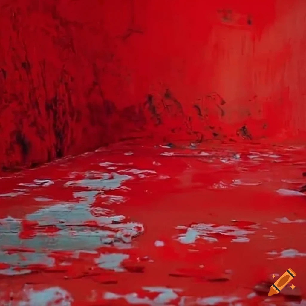 Street art with people covered in red paint on Craiyon