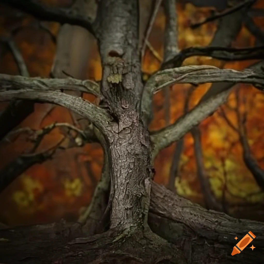 Close-up of decaying leaves on a tree