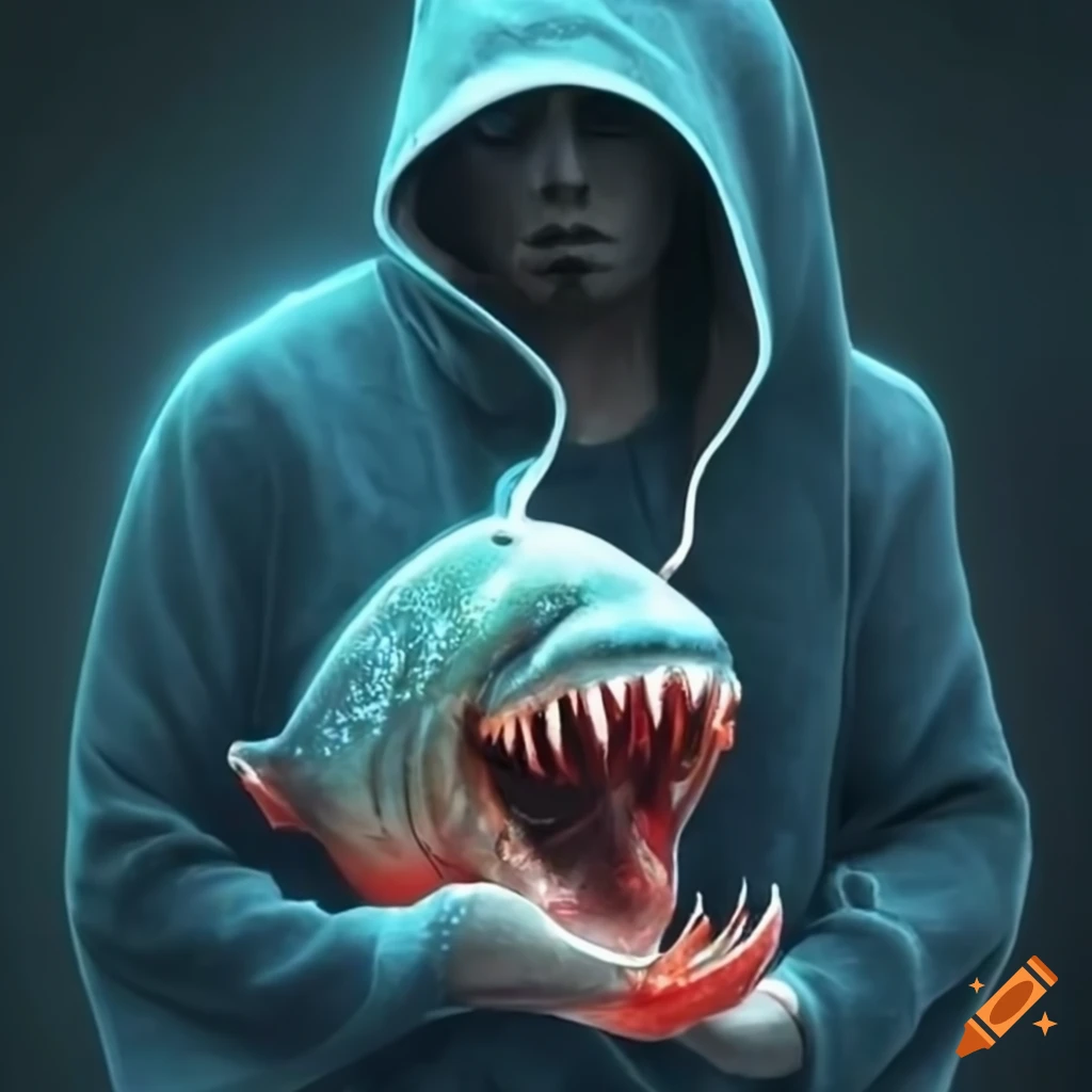 Ghost with piranha face in a storm on Craiyon