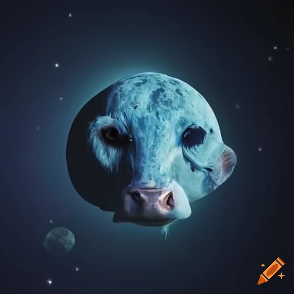 Cow with oxygen mask on the moon on Craiyon