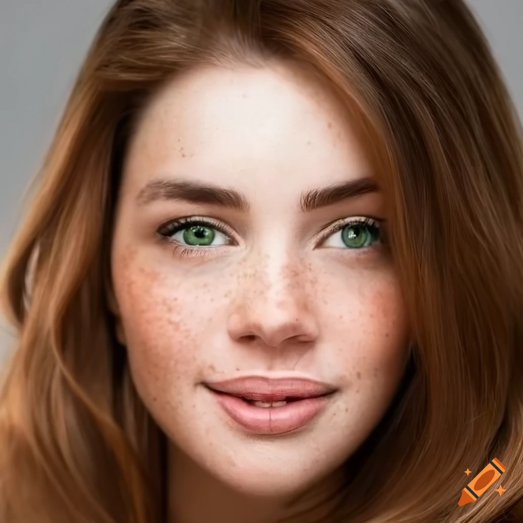 Portrait of a beautiful woman with wavy brown hair on Craiyon