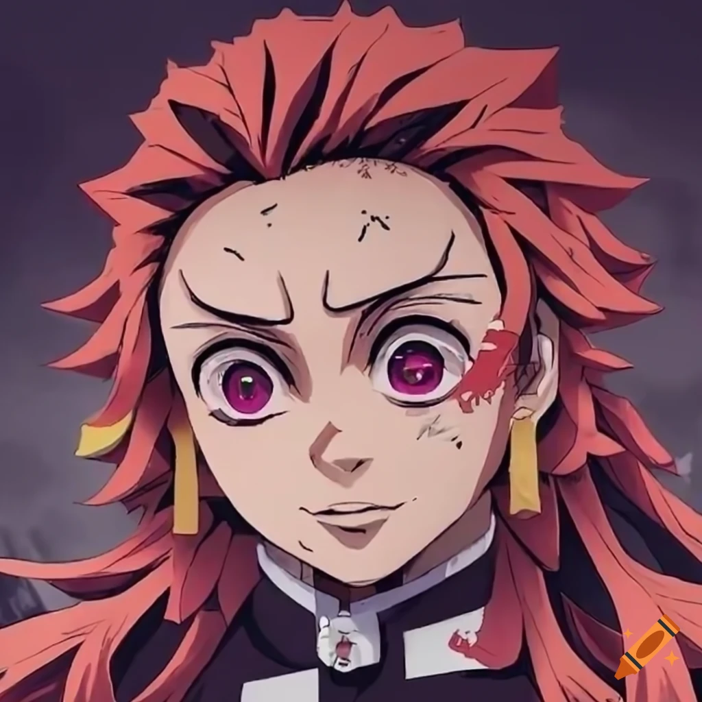 Tanjiro demon slayer with fire katana looking angry on Craiyon