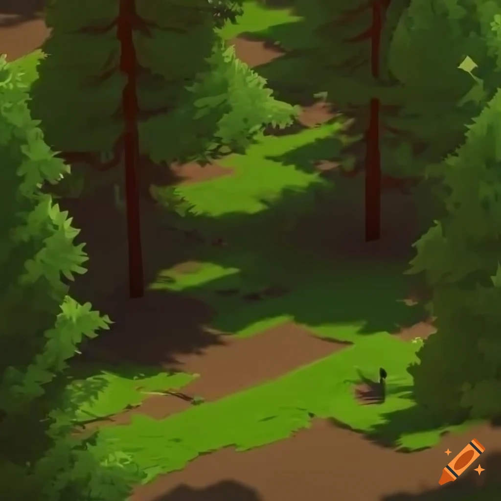 Realistic isometric pine trees in a video game on Craiyon