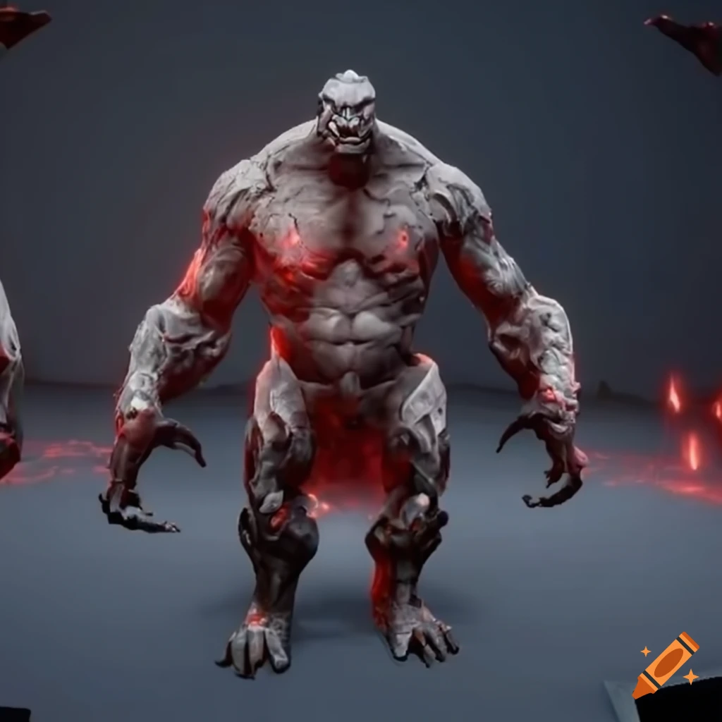 Sculpture of a black stone golem cyborg elf-ogre on Craiyon