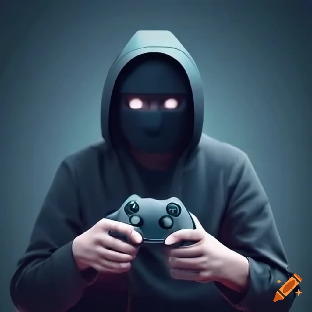 Person with gaming headset and controller on Craiyon