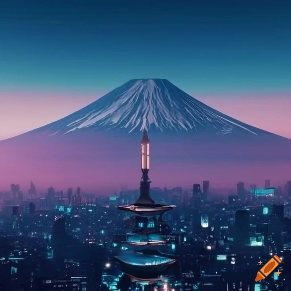 Futuristic cgi landscape of tokyo with mt. fuji on Craiyon