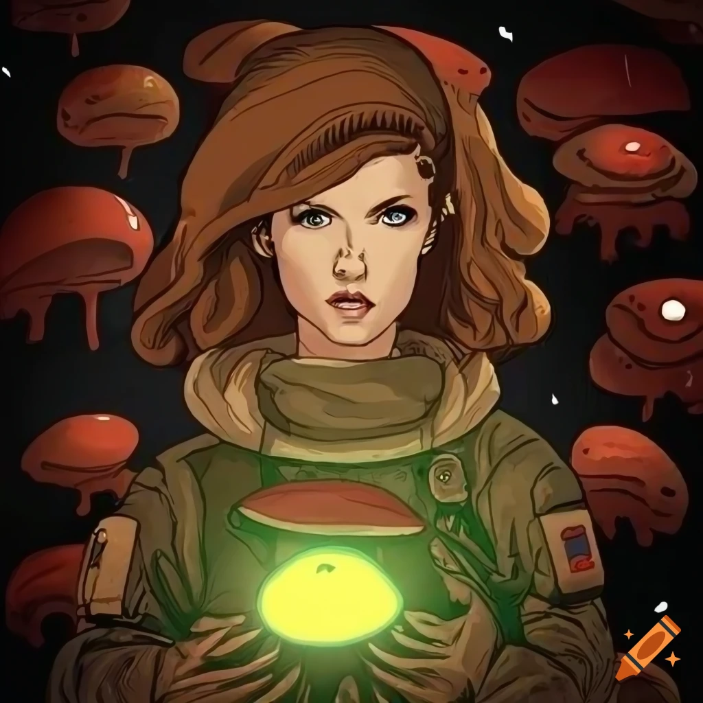 Cartoon depiction of anna kendrick as a werewolf astronaut discovering ...