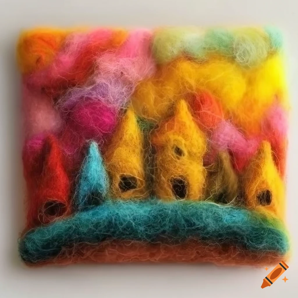 Impressionistic scenery made of felted wool
