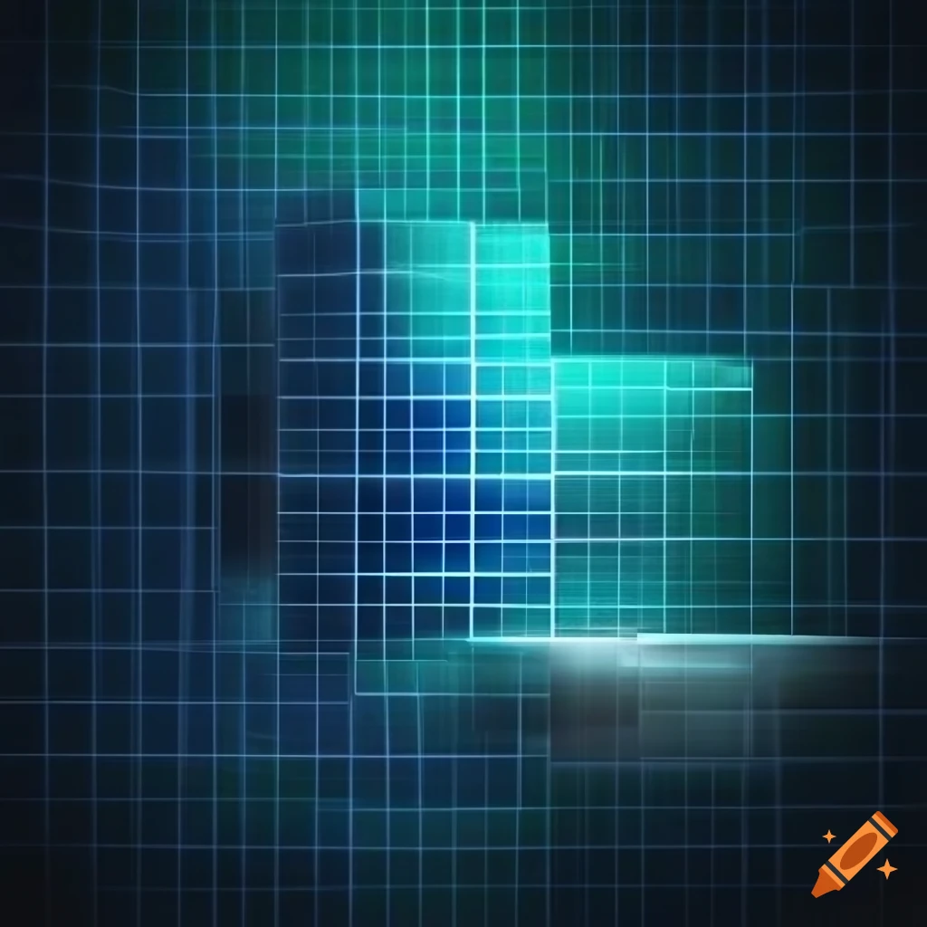 Abstract digital art of a grid-like world