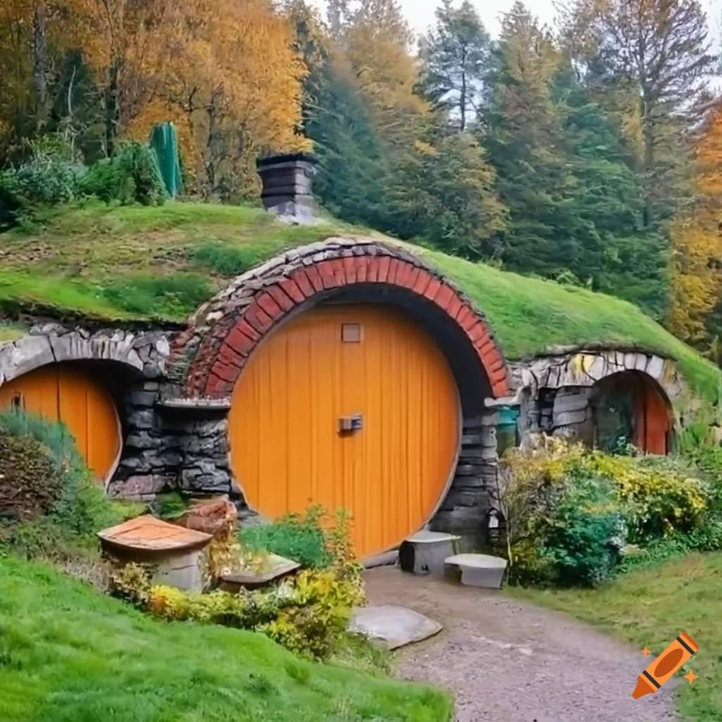 Photorealistic image of a hobbit house in autumn on Craiyon
