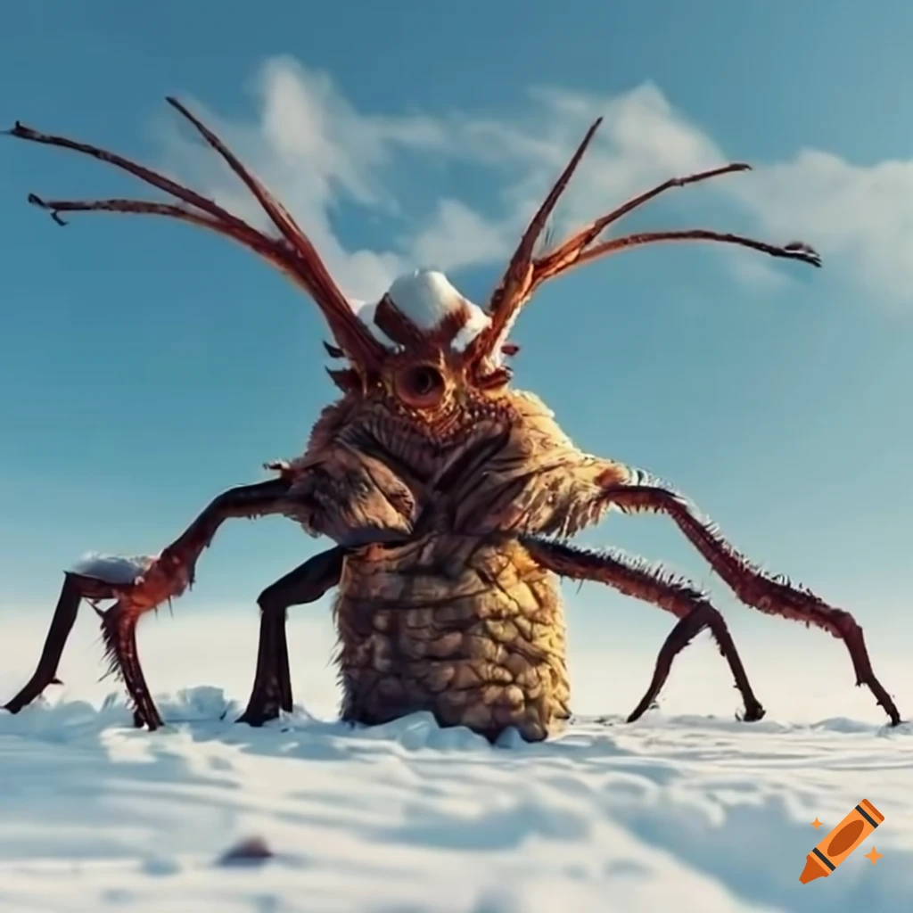 Image of a giant insect in a snowy landscape on Craiyon