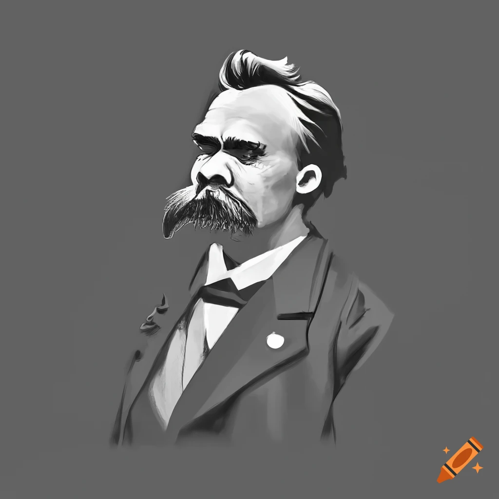 Artistic depiction of friedrich nietzsche with shimmering light on Craiyon