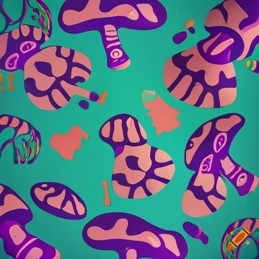 Vibrant packaging design for psychedelic mushroom gummies on Craiyon