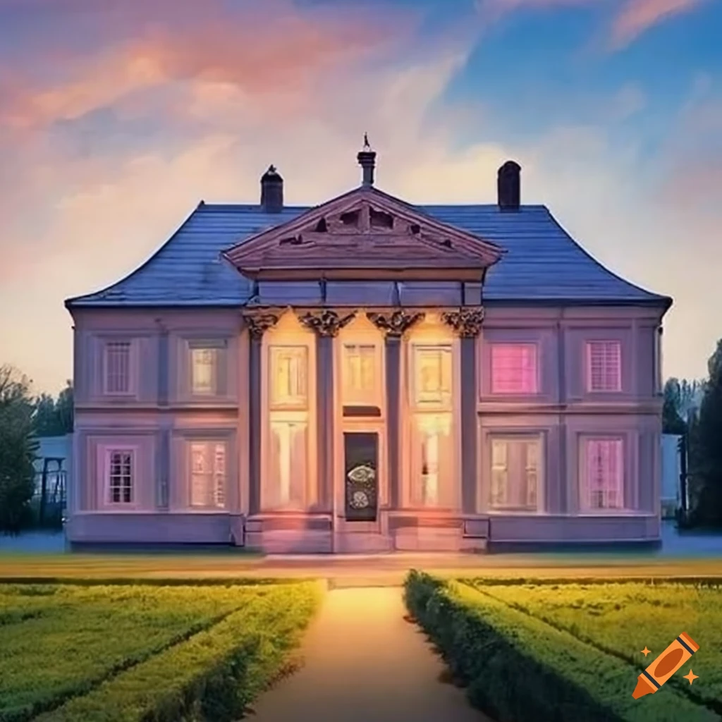 Neoclassical garden house under a beautiful sky on Craiyon